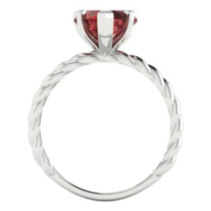 Clara Pucci 2ct Heart Cut Solitaire Rope Twisted Knot Natural Red Garnet Engagement Bridal Promise Anniversary Ring 18K White Gold 4.75