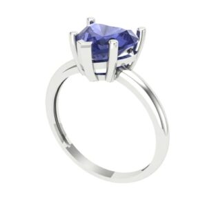 2.1 ct Heart Cut Solitaire Tanzanite Classic Art Deco Wedding Statement Bridal ring Solid 18K White Gold for Women Size 4