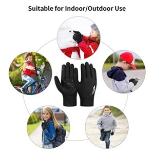 OOPOR Winter Warm Kids Cycling Gloves - Cold Weather Outdoor Bike Running Ski Sports Mittens Aged 4-12 Boys Girls S