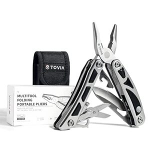 t tovia 12 in 1 multitool pliers folding knife multi cable wire cutter stripper camping hunting multitool with carabiner