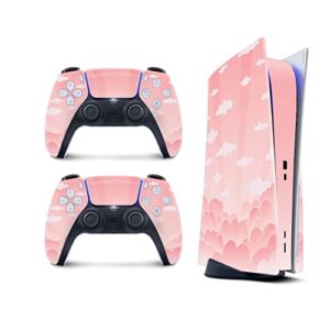 ps5 clouds skin for playstation 5 console and 2 controllers, moon skin vinyl 3m decal stickers full wrap cover (disk edition)