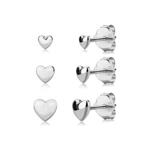 3 pairs tiny love heart stud earrings sterling silver set for women girls cute cartilage 20g studs tragus sleeper post pin hypoallergenic piercing body jewelry gifts