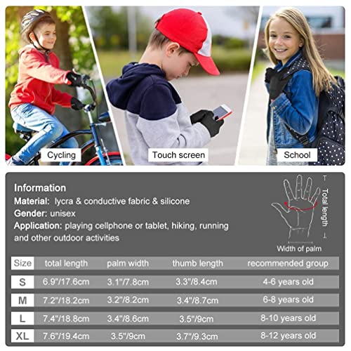 OOPOR Winter Warm Kids Cycling Gloves - Cold Weather Outdoor Bike Running Ski Sports Mittens Aged 4-12 Boys Girls S