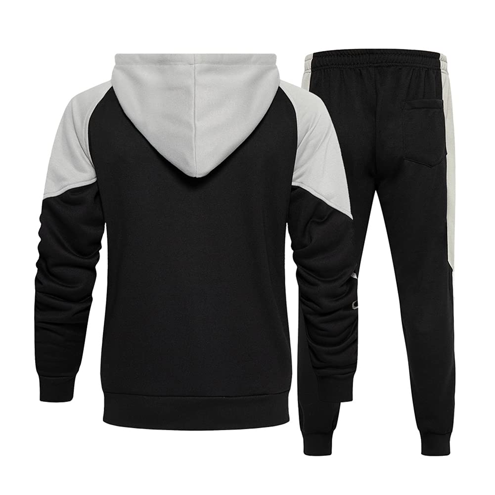 CALUOMATT Mens Tracksuit Traning,Gym,Workout,Performance Sweatsuit Khaki Black XL