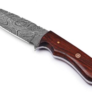 Grace Knives Handmade Damascus Steel Hunting Knife Fixed Blade Knife 8.5 Inches with Leather Sheath G-151