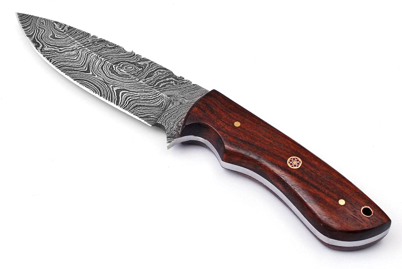 Grace Knives Handmade Damascus Steel Hunting Knife Fixed Blade Knife 8.5 Inches with Leather Sheath G-151