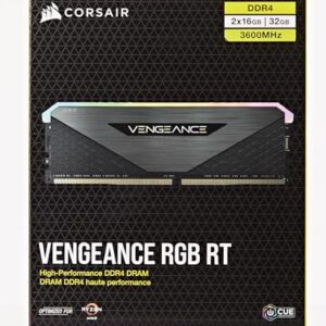 CORSAIR Vengeance RGB RT 32GB (2x16GB) DDR4 3600 (PC4-28800) C16 1.35V Desktop Memory, Black