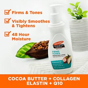 Palmer's Cocoa Butter Formula Skin Firming Body Lotion, Toning & Tightening Cream with Q10, Collagen & Elastin, Pump Bottle, 13.5 Oz.