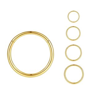 4pcs 18g surgical stainless steel hoop nose ring gold septum cartilage helix daith tragus hoop earrings hypoallergenic body piercing jewelry for women men(18g gold)