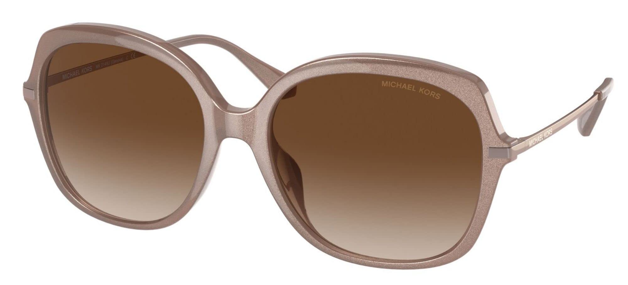 Michael Kors Woman Sunglasses Blush Camel Pearlized Frame, Smoke Gradient Lenses, 56MM