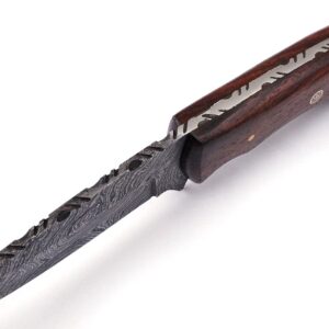 Grace Knives Handmade Damascus Steel Hunting Knife Fixed Blade Knife 8.5 Inches with Leather Sheath G-151