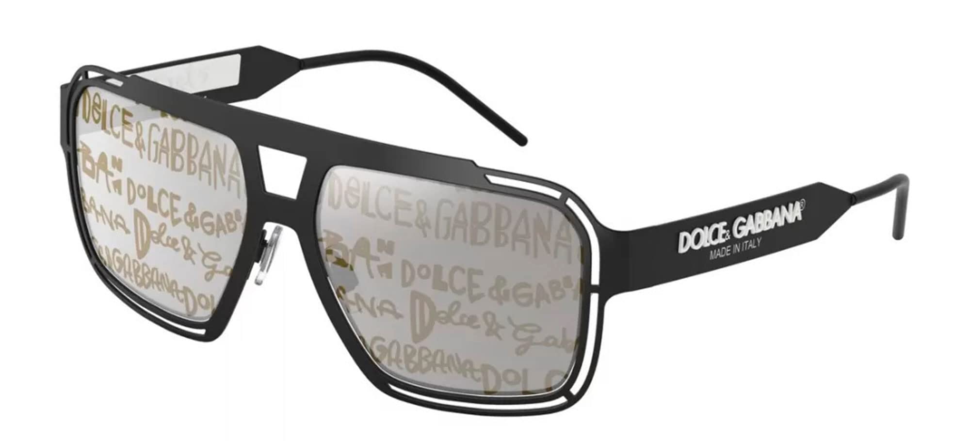 Dolce & Gabbana DG2270-1106K1 Sunglasses Matte Black w/Grey Silver/Gold Graffiti 57mm