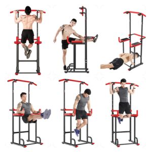 KDFJ Power Tower, Power Tower and Gym Tower, Dip Station, Pull-Up Bar, Full Body Workout, Multifunctional Weight Station A Varied Home Workout-Black