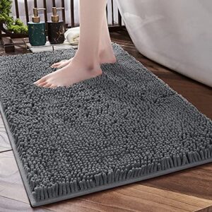 sonoro kate bathroom rug,non-slip bath mat,soft cozy shaggy thick bath rugs for bathroom,plush rugs for bathtubs,water absorbent rain showers and under the sink (dark grey, 44"×26")