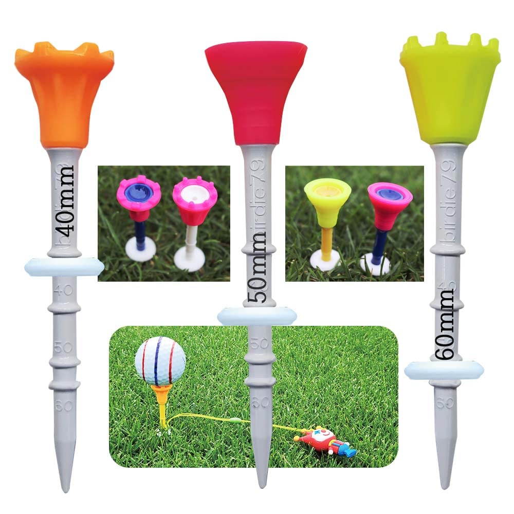 BIRDIE79 Upgraded Premium Big Head(Silicone) Golf Tees 3-1/4 – Height Adjustable – Easy Tee Up -Tee Off with Greater Consistency – Excellent Durability – Golf Tee Hanger – 1Pack (9)