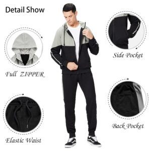 CALUOMATT Mens Tracksuit Traning,Gym,Workout,Performance Sweatsuit Khaki Black XL