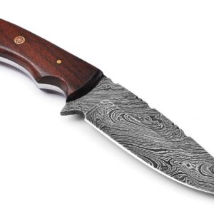 Grace Knives Handmade Damascus Steel Hunting Knife Fixed Blade Knife 8.5 Inches with Leather Sheath G-151