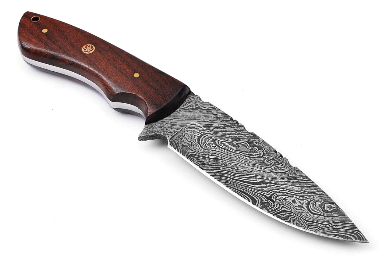 Grace Knives Handmade Damascus Steel Hunting Knife Fixed Blade Knife 8.5 Inches with Leather Sheath G-151