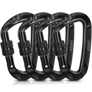 unijoy carabiner - locking caribeaner clip: heavy duty carabiner clips for hammock and backpack | 12kn aluminium caribeaner