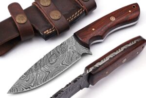 grace knives handmade damascus steel hunting knife fixed blade knife 8.5 inches with leather sheath g-151