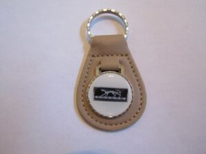 1967 1968 1969 1970 cougar cat logo emblem plaque leather keychain - beige