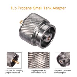 Camping Stove Adapter Propane to Butane Adapter 1 Lb Propane Tank Input EN417 Lindal Valve Output w/Butane Canister Nozzle Input EN417 Lindal Screw Cartridge Output Gas Converter LPG Canister Adapter