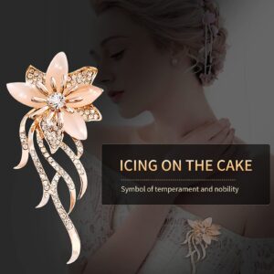 Unaone Brooches for women, Set of 2 Rhinestone brooch pins, Elegant Gold Crystal Floral Wedding Bouquet Brooch