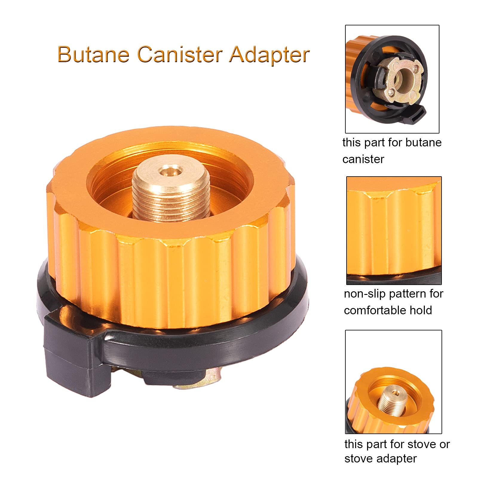 Camping Stove Adapter Propane to Butane Adapter 1 Lb Propane Tank Input EN417 Lindal Valve Output w/Butane Canister Nozzle Input EN417 Lindal Screw Cartridge Output Gas Converter LPG Canister Adapter