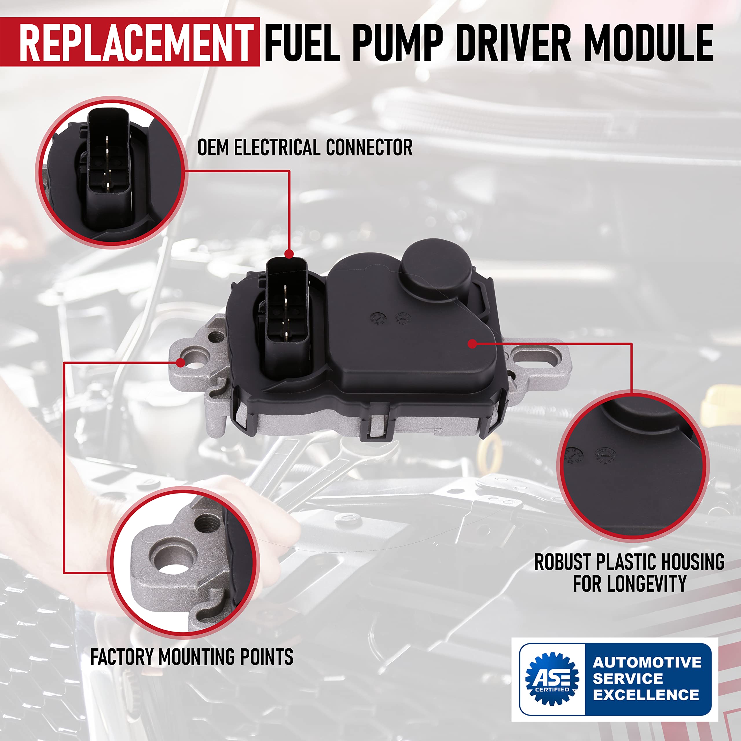 Fuel Pump Driver Module - FPDM - Replaces 590-001, 6H1470, 6H1471, 4C2A-9D372-BA, 5L8A9D370AA - Compatible Replacement for Ford, Lincoln, Mazda, Mercury Vehicles - 2004, 2005, 2006, 2007, 2008-2010