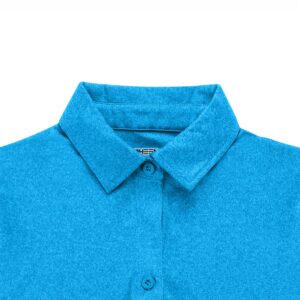 Corna 3 Buttons Down Light weight Conformtable Dry Fit Polyester Athletic Polo Shirts for Women (Blue XL)_