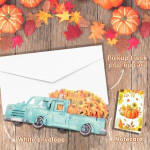 Yaaaaasss! Fall Pop Up Greeting Card 3D Pumpkins and Maple Autumn Leaves with Pickup Truck Card for Mom Wife Teachers Gift for Anniversary Birthday Appreciation Thankful Card