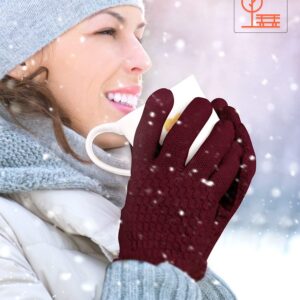 SATINIOR 6 Pair Women Winter Touch Screen Gloves Warm Fleece Lined Knit Gloves for Women(Black, Gray, Pink, Beige, White, Wine Red)