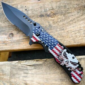 S.S. Folding Knives American Flag Open Folding Pocket Knife Blade Flag Outdoor Survival Hunting Knife for Camping by Survival Steel