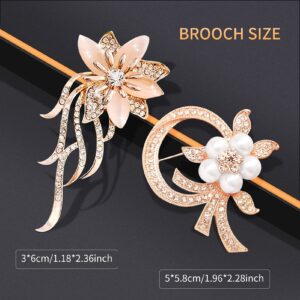 Unaone Brooches for women, Set of 2 Rhinestone brooch pins, Elegant Gold Crystal Floral Wedding Bouquet Brooch