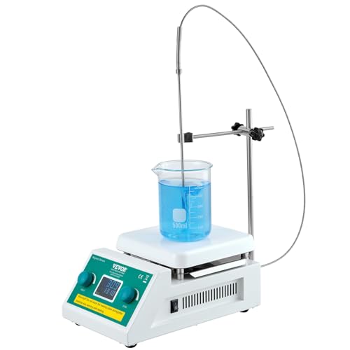 VEVOR Magnetic Stirrer Hot Plate, 2000ml Stirring Capacity Max 572°F Heating Hotplate Magnetic Stirrer 200-2000 RPM Magnetic Stirrer Magnetic Mixer with Support Stand Stirring Bar for Lab College