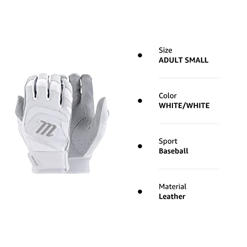 Marucci 2021 ADULT SIGNATURE BATTING GLOVES, WHITE/WHITE, ADULT SMALL