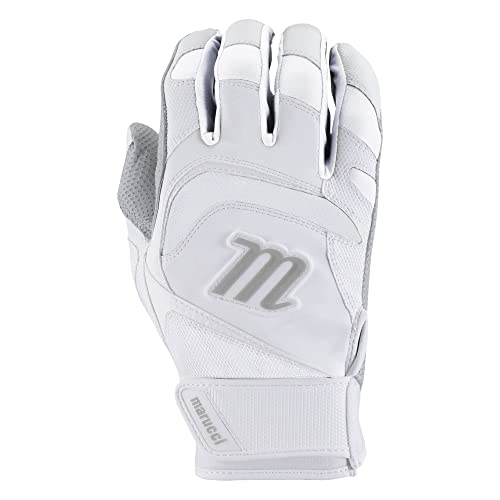 Marucci 2021 Adult Signature Batting Gloves, White/White, Adult X-Large