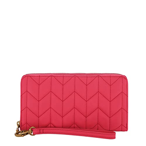 Fossil Logan Zip Around Clutch, Cherry Quilted