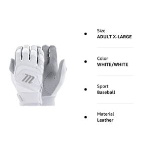 Marucci 2021 Adult Signature Batting Gloves, White/White, Adult X-Large