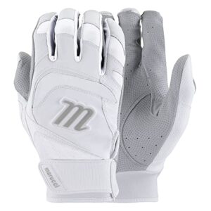 marucci 2021 adult signature batting gloves, white/white, adult small