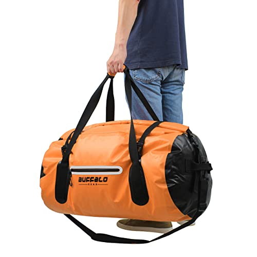 Buffalo Gear Drybag 80L Waterproof Duffel Dry Bag Heavy Duty Duffle Travel Bag for Kayaking, Rafting, Boating, Fishing,Camping, Orange