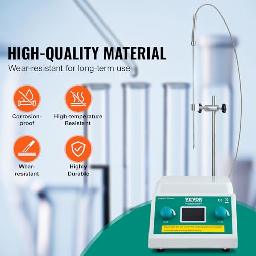 VEVOR Magnetic Stirrer Hot Plate, 2000ml Stirring Capacity Max 572°F Heating Hotplate Magnetic Stirrer 200-2000 RPM Magnetic Stirrer Magnetic Mixer with Support Stand Stirring Bar for Lab College