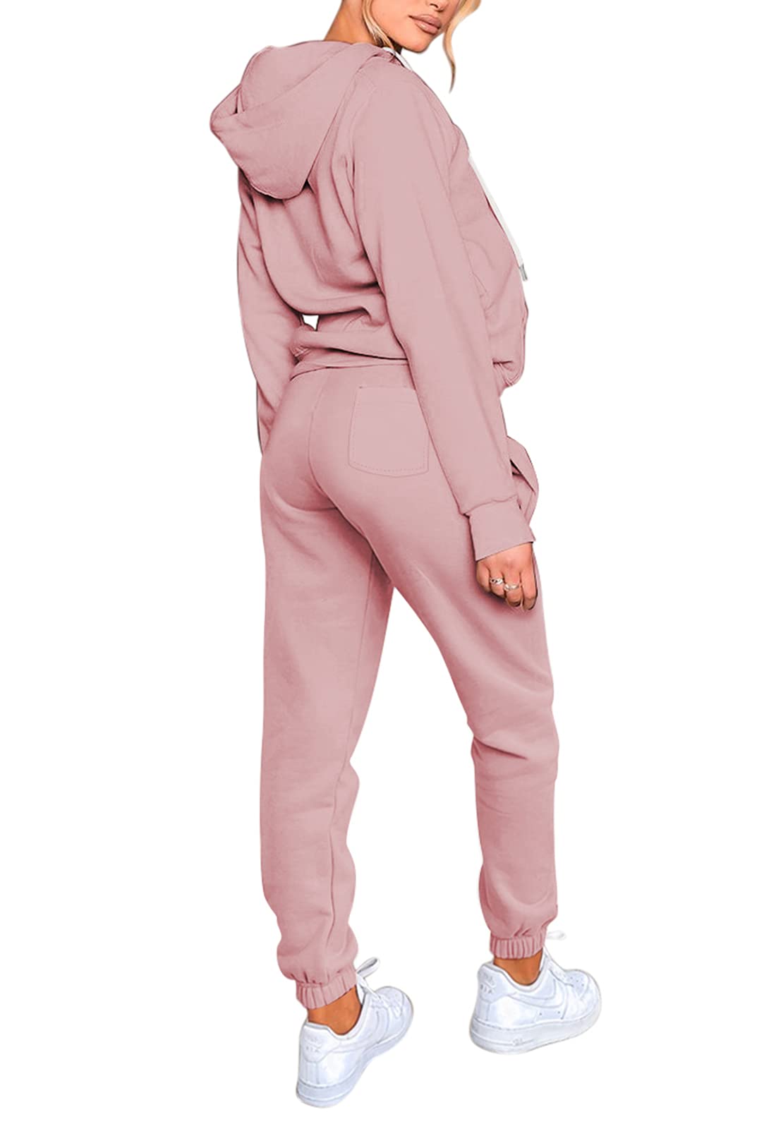 Fixmatti Women Sweat Suits with Zip up Hoodie 2 Piece Outfits Active Jogger Set Tracksuit Pink S