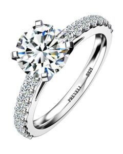 preveli simulated 1 carat diamond rings for women size 6.5 moissanite engagement ring 925 sterling silver band lab grown