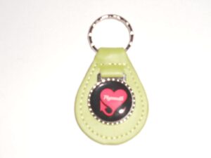 1967 1968 1969 1970 fury vip barracuda valiant heart logo leather keychain - lime green