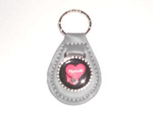 1967 1968 1969 1970 fury vip barracuda valiant heart logo leather keychain - dark grey