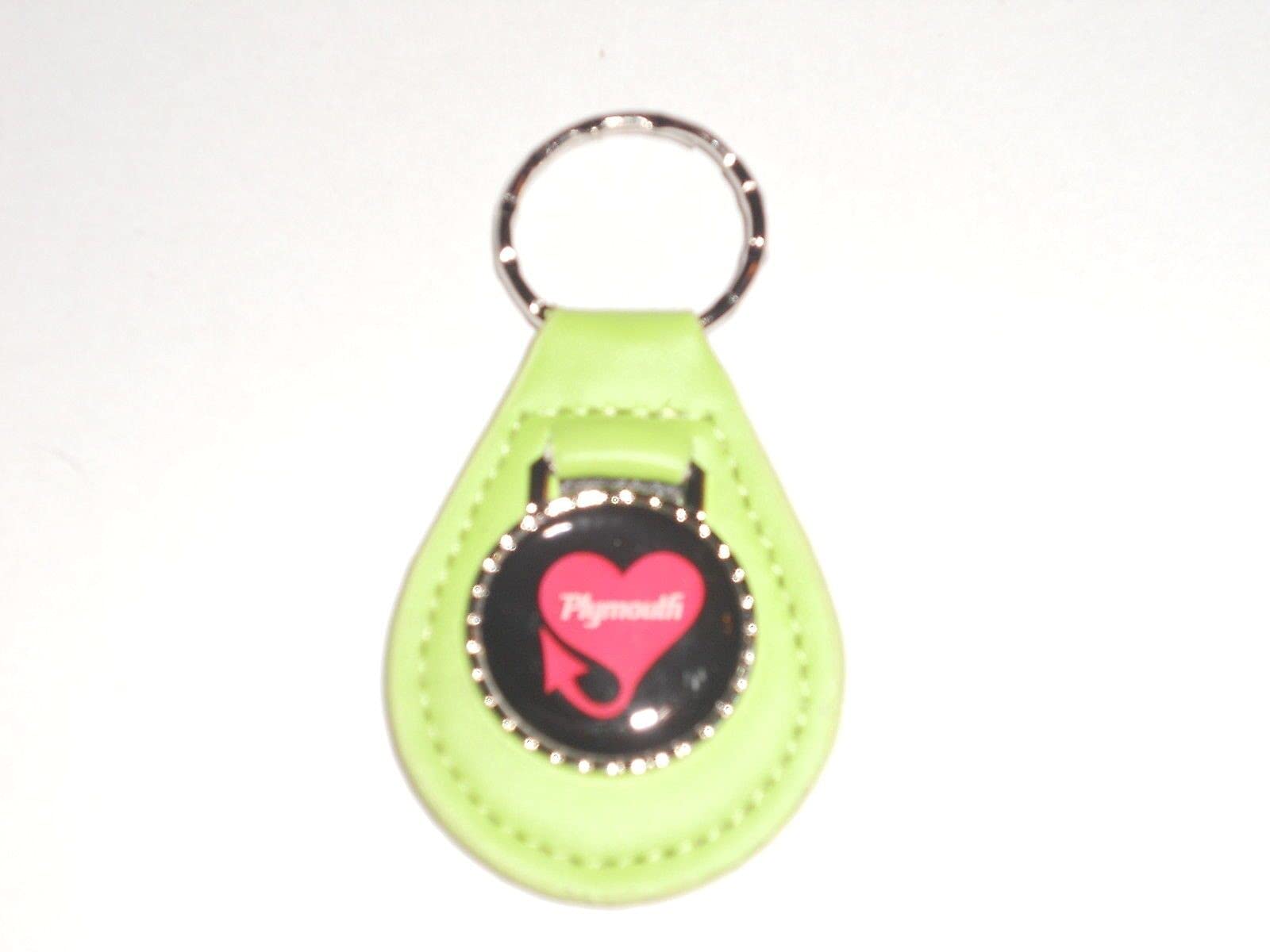 1967 1968 1969 1970 FURY VIP BARRACUDA VALIANT HEART LOGO LEATHER KEYCHAIN - BRIGHT GREEN