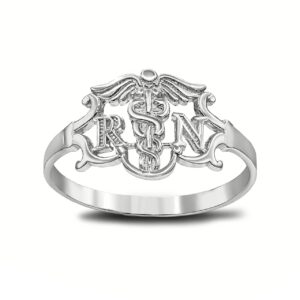 claddagh gold fine sterling silver registered nurse statement ring (small) (size 8.5)