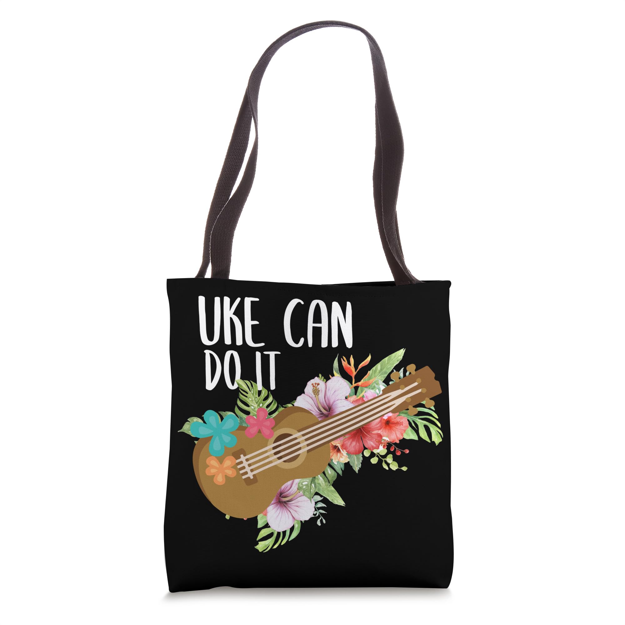 Ukulele Guitar Aloha Hawaii - Flower Floral Uke Ukulele Tote Bag