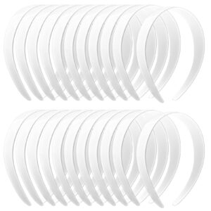 vokoy 24 pcs white plastic headbands, 1" wide no teeth plain headbands diy hair bands headbands for girls women